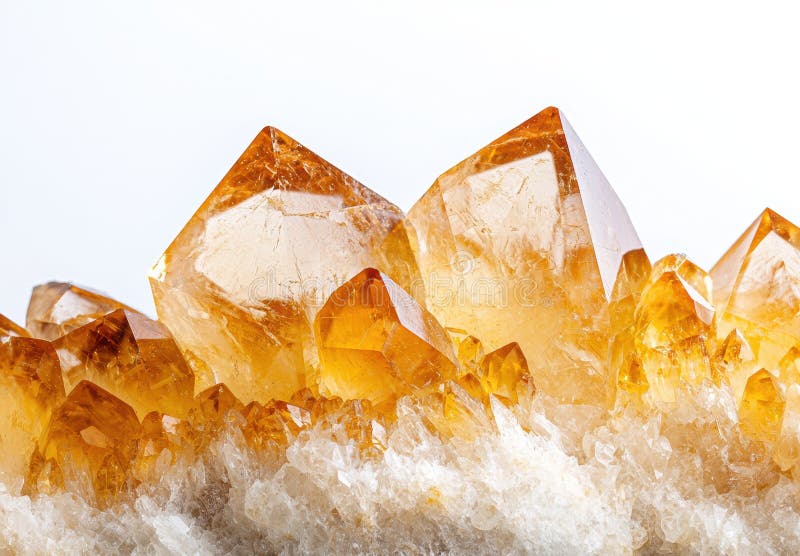 Cluster of Vibrant Orange Quartz Crystals Stock Illustration ...