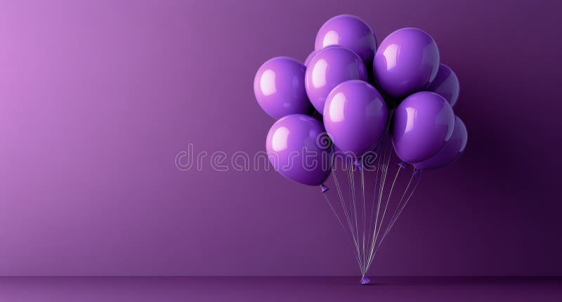 A Cluster of Vibrant Purple Balloons Floating Against a Matching Purple ...