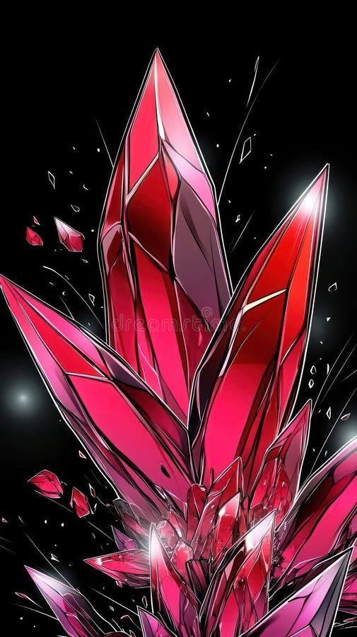 A Cluster of Vibrant Red Crystals with Sharp Edges and a Glossy Finish ...