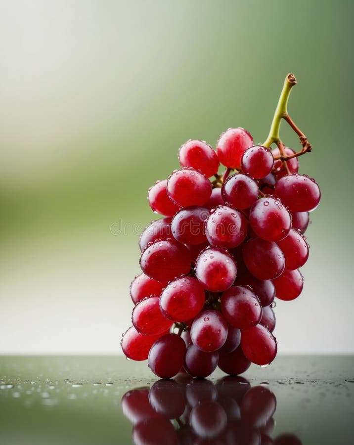 Cluster of Vibrant Red Grapes Glistening with Dew Stock Image - Image ...