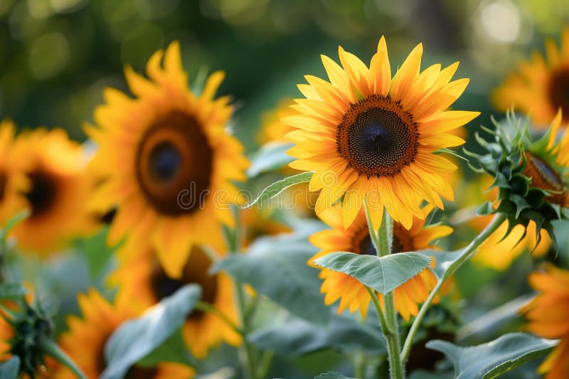 A Cluster of Vibrant Sunflowers Pastel Cute Stock Illustration ...