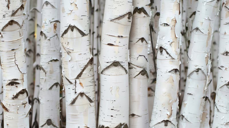 Cluster of White Birch Trunks with Naturally Peeling Bark Texture Stock ...