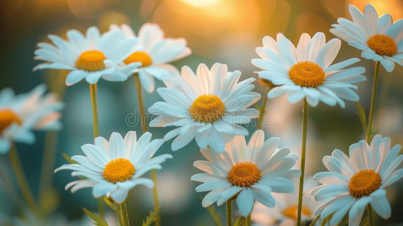 Cluster of White Daisies with Yellow Centers Stock Image - Image of ...