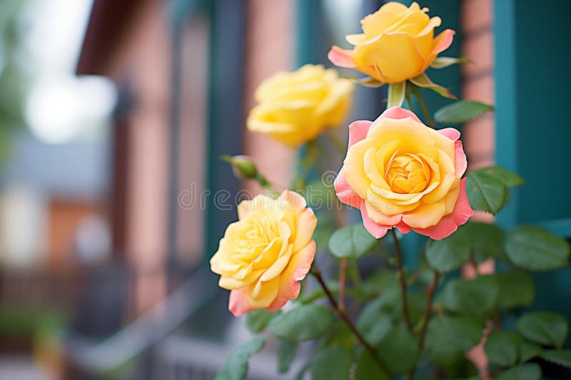Cluster of Yellow Patio Roses Showing Their Full Bloom Stock Image ...