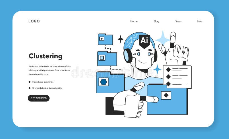 Clustering Web Banner or Landing Page. Artificial Neural Network Stock Vector - Illustration of ...