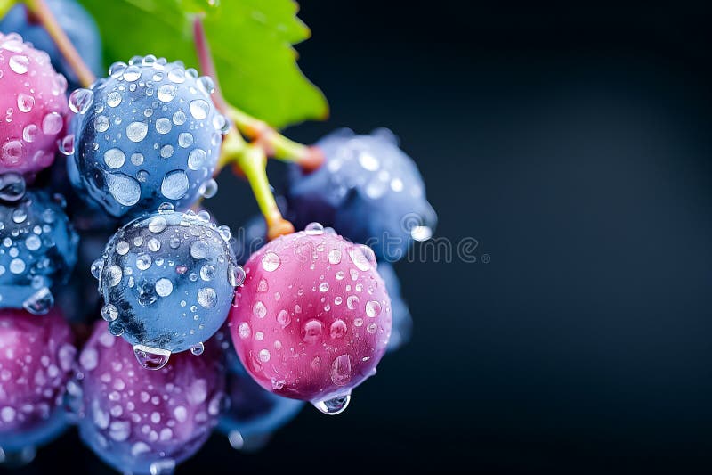 Clusters of Grapes Adorned with Sparkling Droplets Catch the Light ...