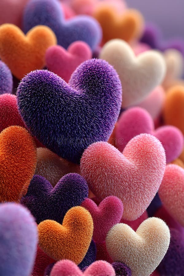 Clusters of Heart-shaped Objects Covered in Soft, Fuzzy Fibers in ...