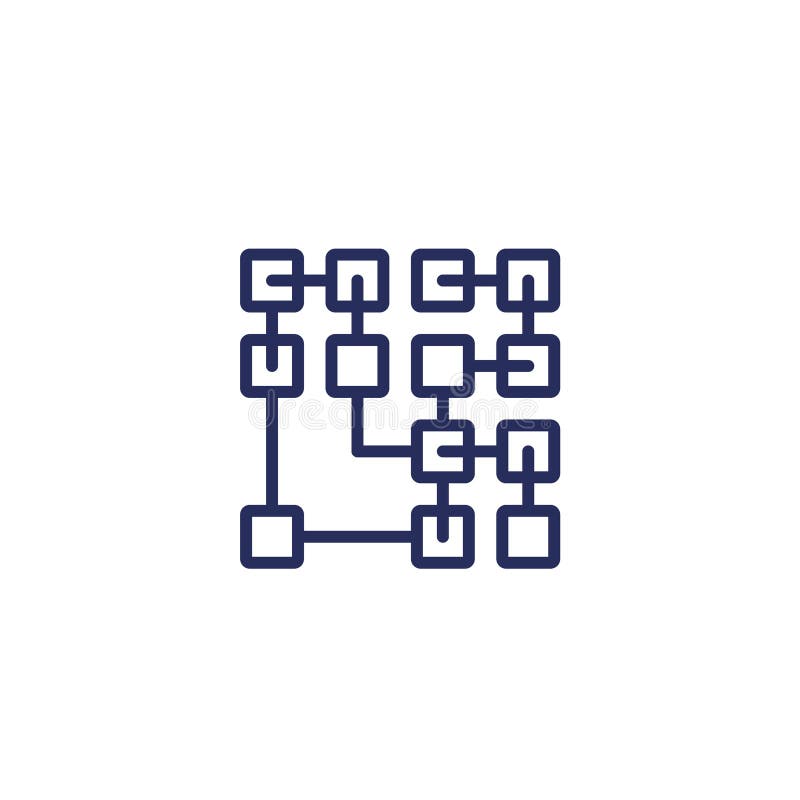 Clusters Line Icon on White Stock Vector - Illustration of computer ...