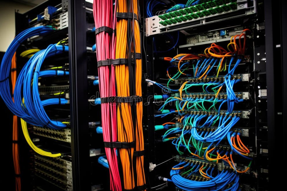 Clusters of Network Cables Connected To a Server Rack Stock Photo ...