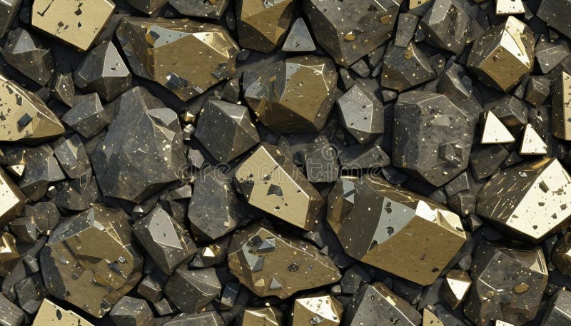 Clusters of Pyrite Minerals Display Their Metallic Luster and Geometric ...