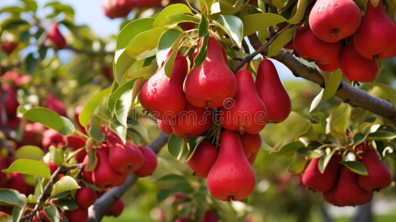 Clusters red bartlett pear stock illustration. Illustration of vibrant ...