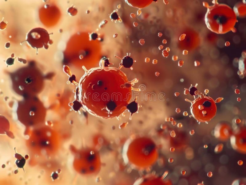 Clusters of Red Spherical Cells Floating in a Microscopic Fluid ...