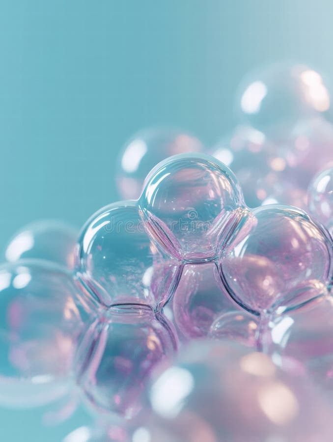 Bubbles Cluster in Delicate Formation, Reflecting Light in Shades of ...