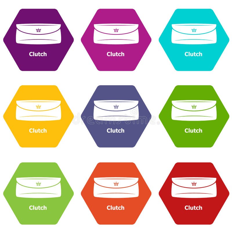 Clutch Bag Icons Set 9 Vector Stock Vector - Illustration of isolated ...