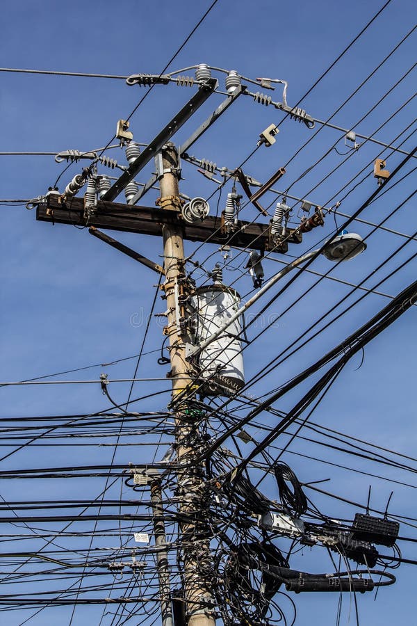 Wires on electricity pole stock image. Image of electrical - 33649181