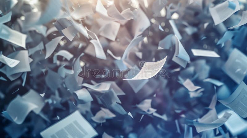 Clutter and Chaos in an Office, with Scattered Documents Flying Over ...