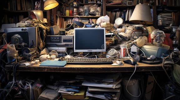 Clutter cluttered desk stock illustration. Illustration of disarray ...