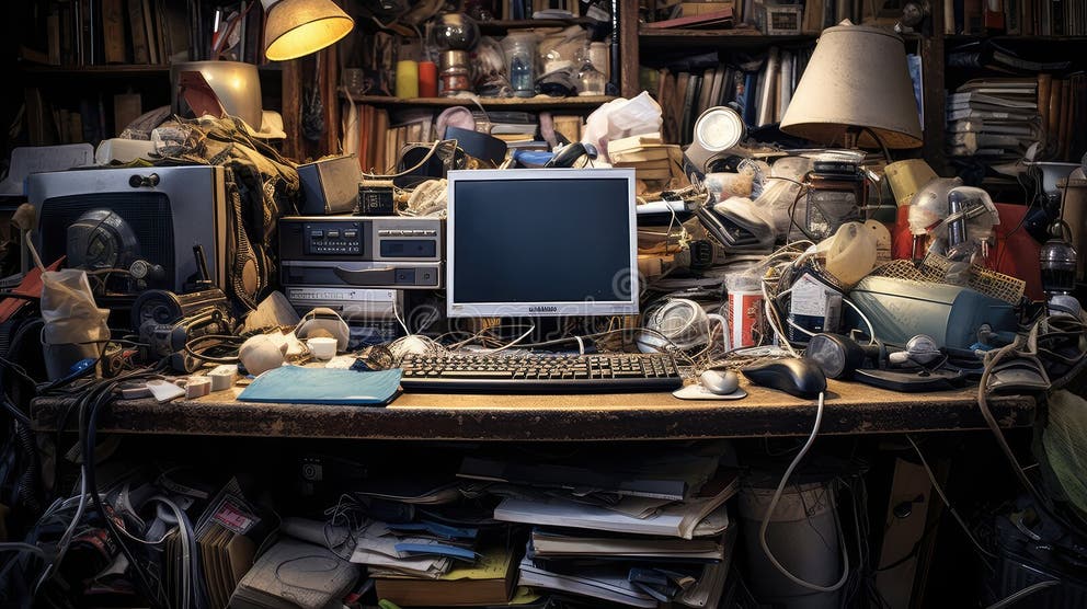 Clutter cluttered desk stock illustration. Illustration of disarray ...