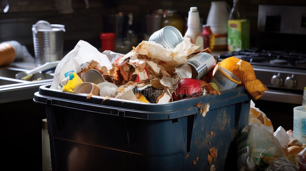 Clutter kitchen trash stock illustration. Illustration of trash - 374116071