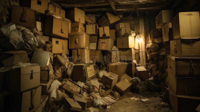 Clutter old boxes stock illustration. Illustration of dusty - 328706957