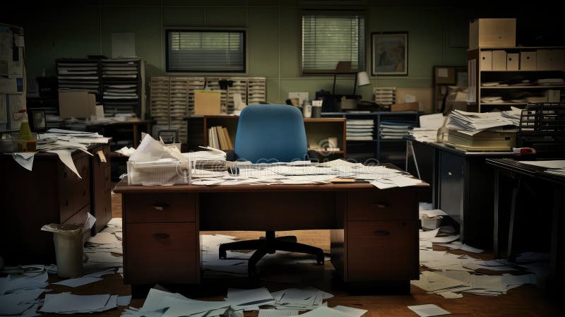 Cluttered Alone Office Illustration Desk Workspace Stock Illustrations ...