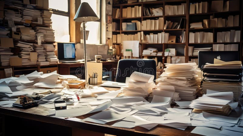 Cluttered blank office stock illustration. Illustration of office ...