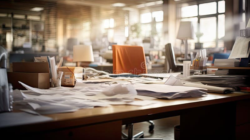 Cluttered Blurred Interior Office Stock Illustration - Illustration of ...