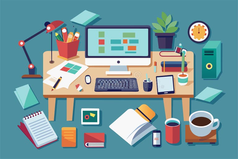 Cluttered Work Environment Stock Illustrations – 956 Cluttered Work ...