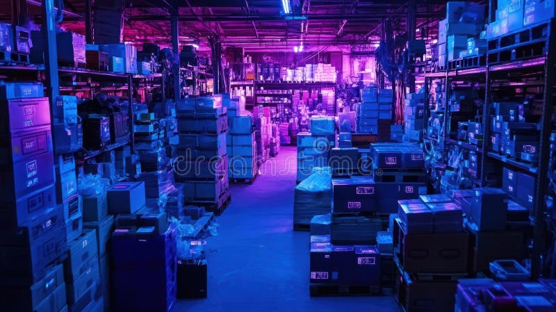A Cluttered Inventory Area Filled with Bins and Pallets Each Marked ...