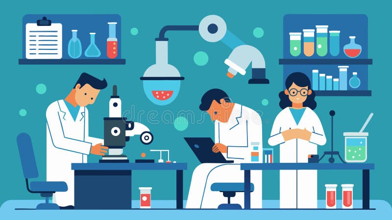 A Cluttered Lab Bench Lined with Microscopes and Data Gathering ...