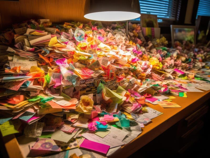 Postit Notes Cover Office Desk Stock Illustration - Illustration of ...