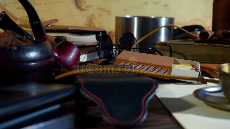 Cluttered Office Desk with Various Tools and Paperwork Stock Footage ...