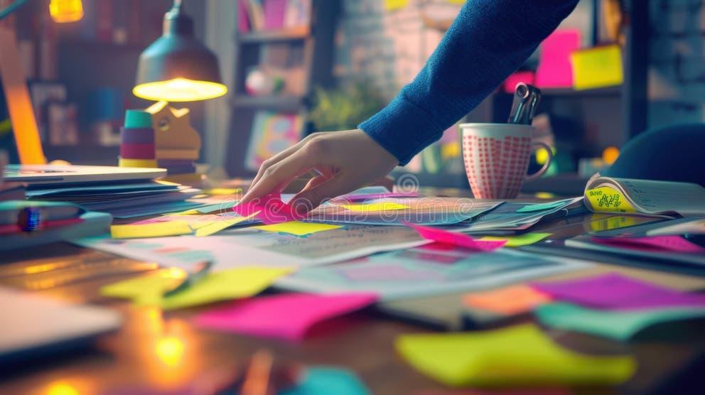 A Cluttered Office Workspace.AI Generated Image Stock Image - Image of ...