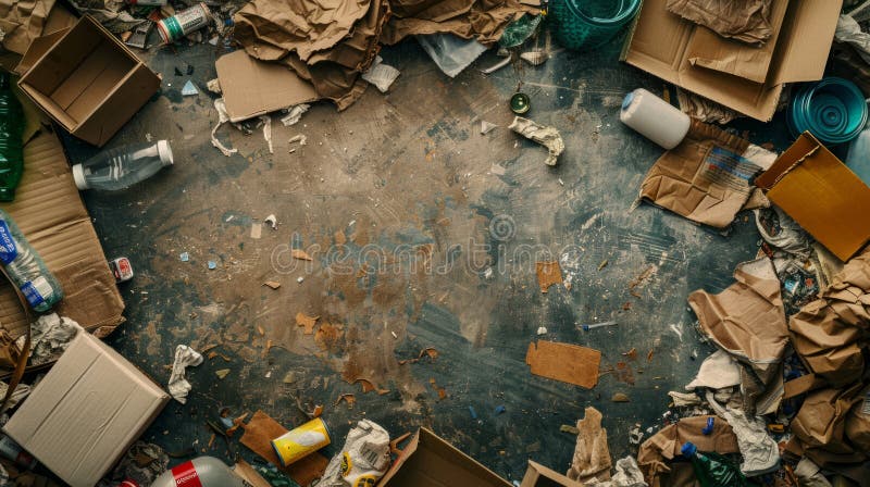 A Cluttered Space Filled with Recyclable Materials Including Cardboard ...