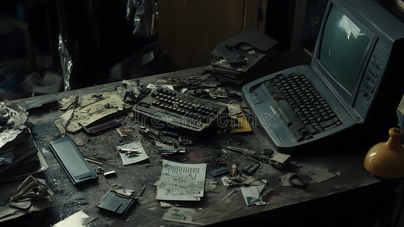 Ash-Covered Desk stock illustration. Illustration of workspace - 376344233