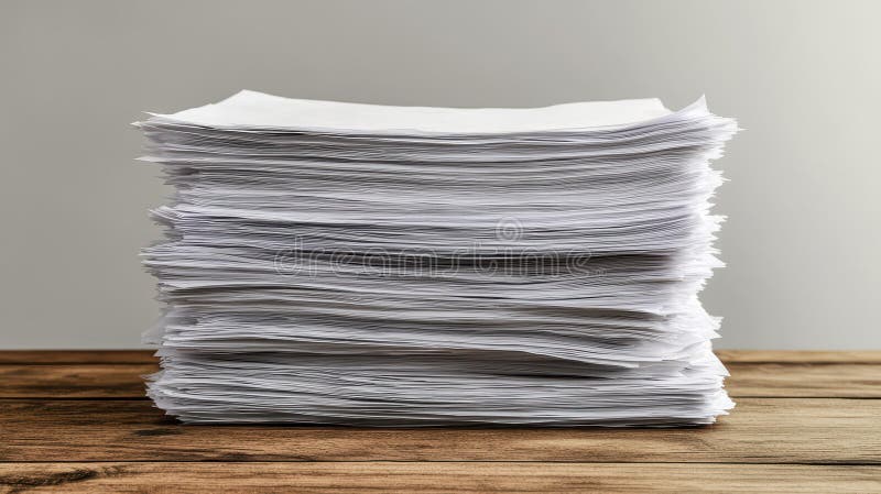 Cluttered White Papers Piled High on a Wooden Desk, Capturing the Chaos ...