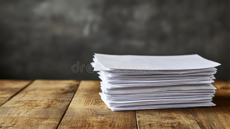 Cluttered White Papers Piled High on a Wooden Desk, Capturing the Chaos ...