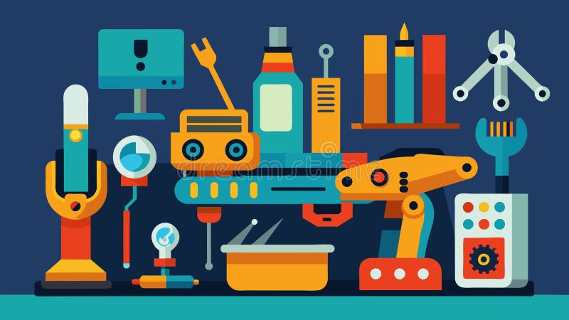 A Cluttered Workbench Filled with Tools and Materials for Constructing ...