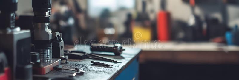 Cluttered Workbench in Workshop Stock Illustration - Illustration of ...