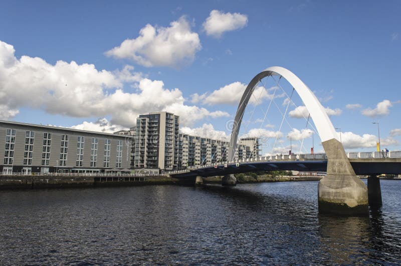Clyde Arc Bridge Over River Clyde Stock Image - Image of concrete ...