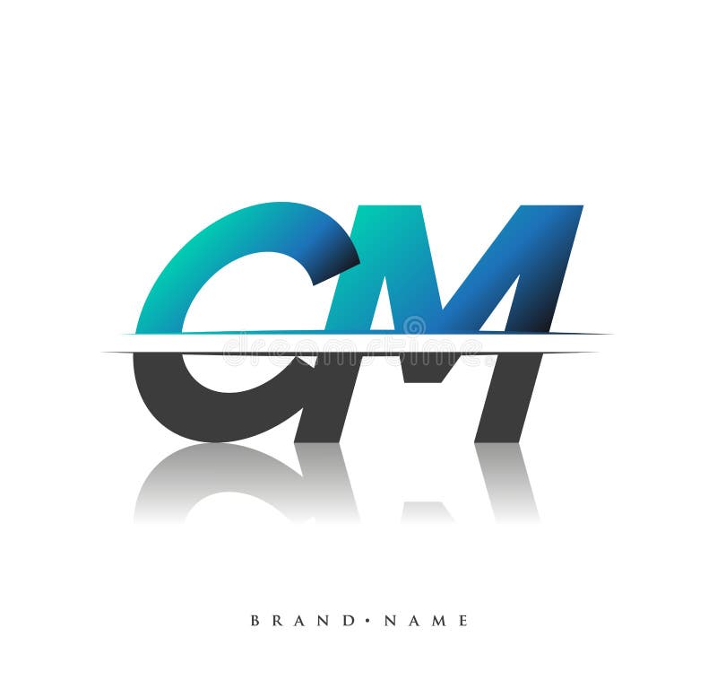 CM Initial Logo Company Name Colored Black and Blue, Simple and Modern ...
