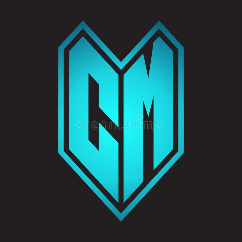 CM Logo Monogram with Emblem Line Style Isolated on Blue Gradient ...