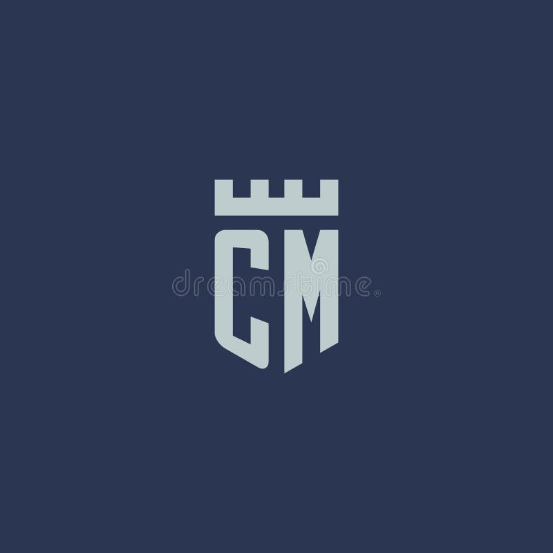 CM Logo Monogram with Fortress Castle and Shield Style Design Stock ...