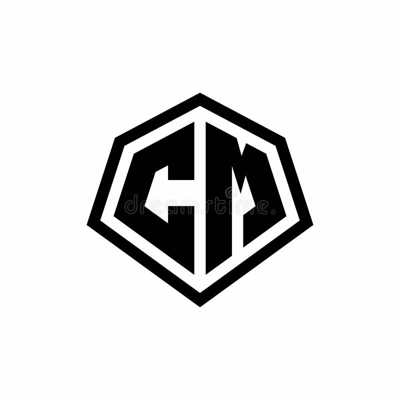 CM Monogram Logo with Hexagon Shape and Line Rounded Style Design ...