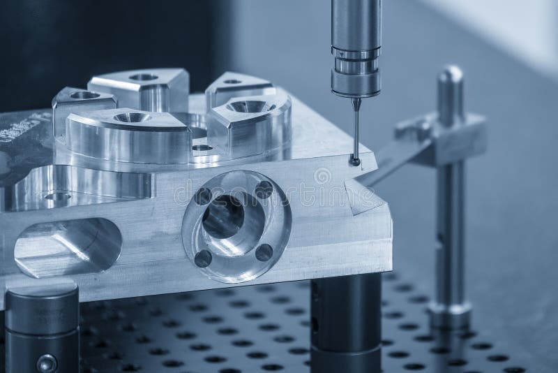 The CMM Machine Measuring the Aluminum Parts Stock Photo - Image of ...