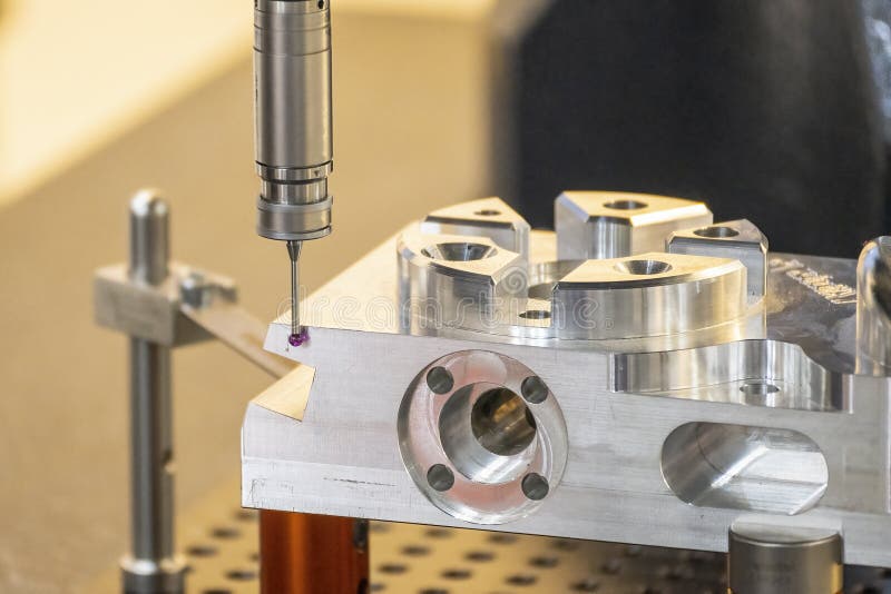 The CMM Machine Measuring the Aluminum Parts Stock Photo - Image of ...