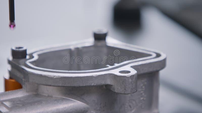 CMM Measuring Machine Probing a High Precision Metal Part Stock Video ...