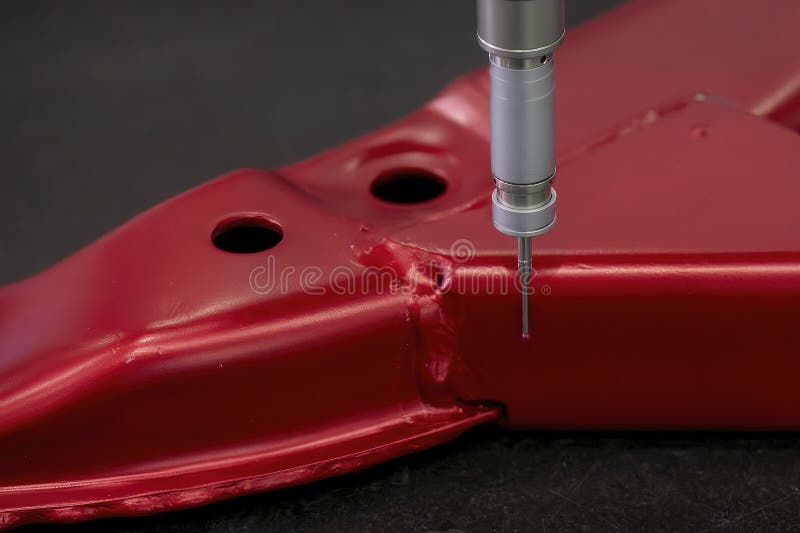 The CMM Probe Measuring the Aluminum Automotive Parts. Stock Photo ...
