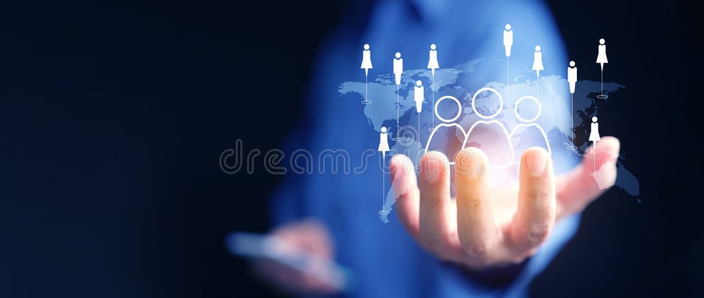 CMR, Customer Relationship Management Concept. a Man Holds a Virtual ...