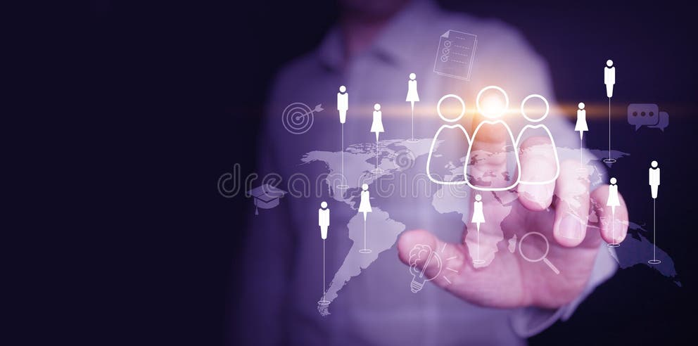 CMR, Customer Relationship Management Concept. a Man Taps on a Virtual ...
